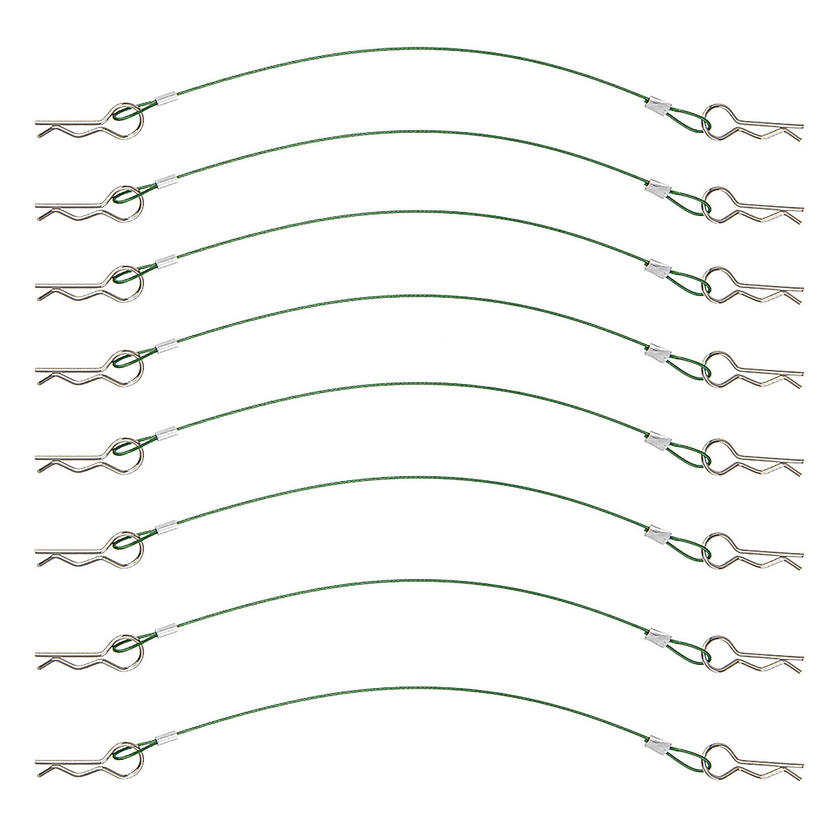 8Pack ShareGoo Metal Clip R Pin Rod with Steel Anti-Lost Rope RC Body Shell Clip Wire Compatible with 1/8 1/10 Traxxas HSP Arrma Axial Redcat RC Car Truck Crawler (Green)