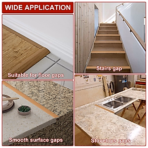 ABuff 10Ft x 2" Floor Transition Strip Self Adhesive Flooring Transitions Vinyl Laminate Floor Trim Flat Divider Strip for Joining Floor Gap, Carpet, Threshold, with Elegant Wood Grain, Brown