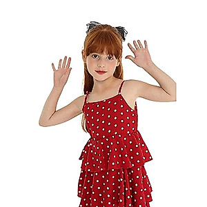 LittleSpring Toddler Girl 3T Black Dress for Girls Polka Dot Dress Spaghetti Strap Tiered Dress Lightweight Cami Dress