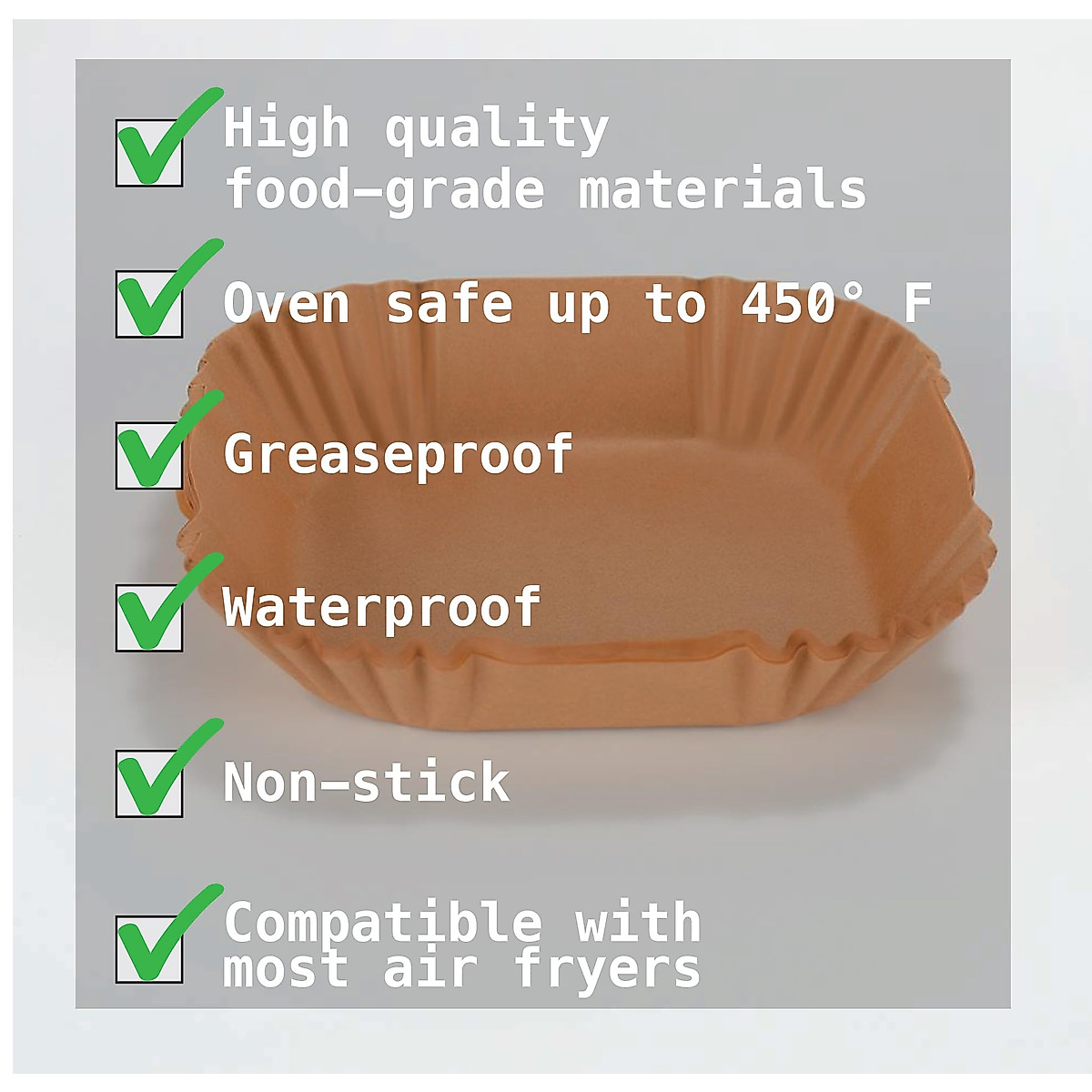 Generic Air Fryer Liners 100 PCS, Premium Parchment Paper for 5-7 Qt Air Fryer Baskets, Oven Safe up to 450°F, Greaseproof & Non-Stick, Easy Cleanup, Multi-Use, unbleached