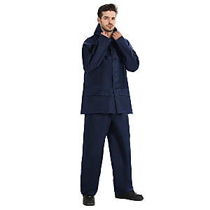 Ultra-Lite Rain Suit for Men Women Waterproof Protective Rain Coat with Pants 2 Pieces Rain Gear for Climbing,Cycling, Farming, Hiking(Navy,3XL)