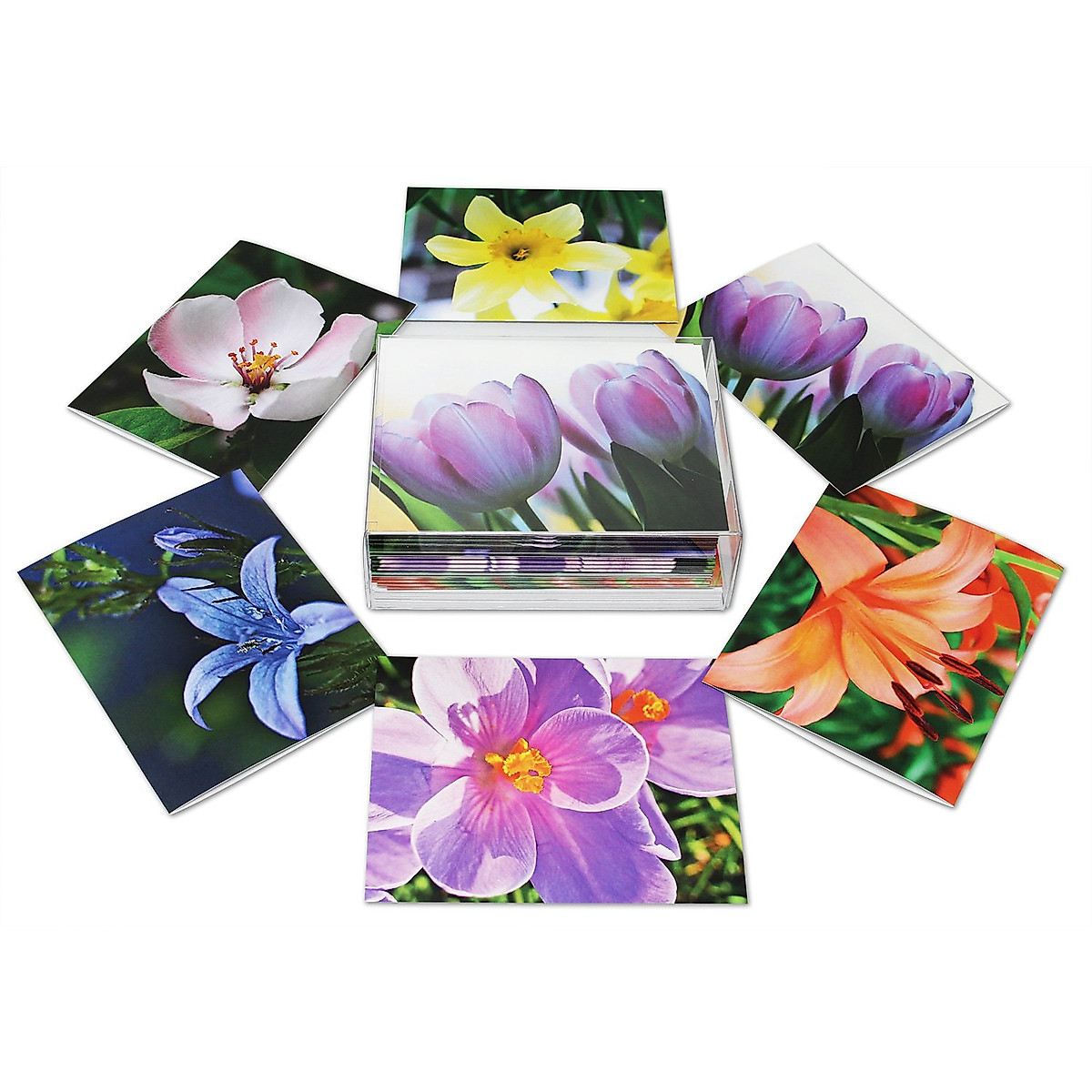 Small World Greetings Spring Flowers Notecards 24 Count - Blank Inside with Envelopes - A2 Size 5.5" x 4.25" - Floral Stationery - All Occasion Birthday, Thank You, and More