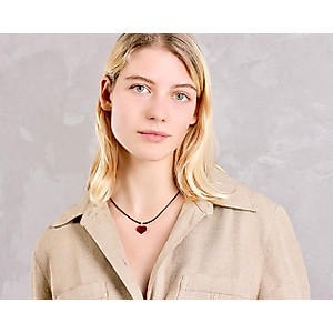 Generic Genuine Amber Necklace for Women, Handmade Baltic Polished Amber Pendant with Cord (Clear Cognac HEART) Clear,Amber