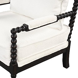 YISH SG000780ABK Modern Lounge Accent Velvet Single Sofa Chair with Ottoman and Armrests Pad, Upholstered Armchair for Living Room Bedroom Office, Black&White