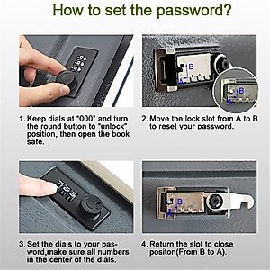 PACOLO Small Sized Diversion Book Safe Storage Box, Dictionary Secret Safe Metal Can with Security Combination Lock/Key, Diversion Book Hidden Safe (Combination, Butterfly)
