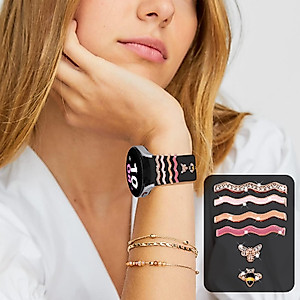 Kakurookie Band for Samsung Galaxy Watch 7 6 5 4 Band with Charms, Women Silicone Band with Metal Diamond Charms Accessories for Watch 6 Classic /Watch 5 Pro/Watch 4 Classic 47mm 46mm 44mm 43mm 42mm 40mm