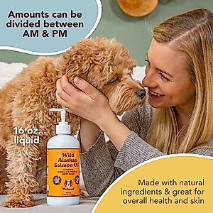 Natural Dog Company Wild Alaskan Salmon Oil for Dogs (16oz) Skin & Coat Supplement for Dogs, Dog Oil for food with Essential Fatty Acids, Fish Oil Pump for Dogs, Salmon Oil for Puppies, Omega 3 Fish Oil for Dogs, Wild Fish Oil