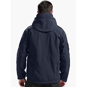 FREE SOLDIER Men's Outdoor Waterproof Soft Shell Hooded Military Tactical Jacket (Dark Navy XX-Large/US)