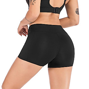 Shakumy Women High Waist Out Pocket Sports Stretch Gym Shorts Tummy Control Workout Running Yoga Athletic Shorts Hot Pants