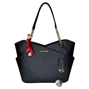 Michael Kors Women's Jet Set Travel Large Chain Shoulder Bag (Large, Black/Gold)