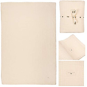 Muslin Blankets, Baby Toddler Quilt, 4 Layers, 100% Cotton Stroller Blanket, Hypoallergenic, Super-Soft, Breathable and Lightweight Swaddle, Nursery & Crib Blanket, Large (47 X 35 inch) (Vanilla Ice)