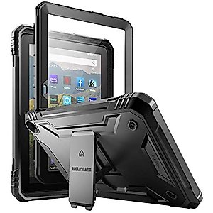 Poetic Revolution Case Designed for All-New Kindle Fire HD 8 Tablet and Fire HD 8 Plus Tablet (10th Gen, 2020), Full Body Shockproof Protective Case with Kickstand and Built-in-Screen Protector, Black