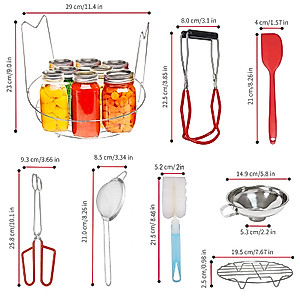 44PCS Canning Supplies Kit,Canning Essentials Set,12in Canning Rack,Canning Jar Lifter,Canning Funnel and Tongs,Jar Wrench,Mesh Strainer,Steaming Rack,Pickling Kit for Beginne