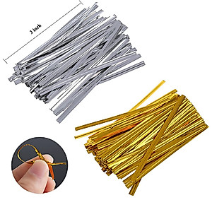 Miraclekoo 400 PCS 4X6 Inch Cellophane Treat Bags Christmas Gift Bag Clear Cello Treat Bags with 400 Twist Ties for Wedding Cookie Gift Candy Bakery Supply,1.4mil