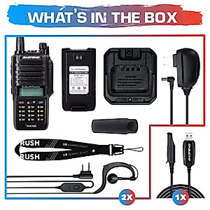 2X Baofeng UV-9R Ham Radios Long Range by youRUSH UV-9R Plus IP67 & Baofeng Programming Cable, Programmable Chirp Radio 8Watt Dual Band UHF/VHF Ham Radio Two Way Radio Baofeng Waterproof Radio