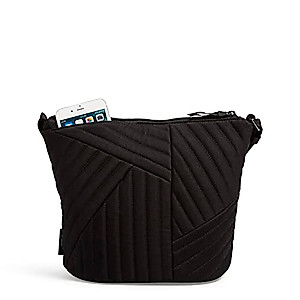 Vera Bradley Women's Cotton Bucket Crossbody Purse, Black - Recycled Cotton, One Size
