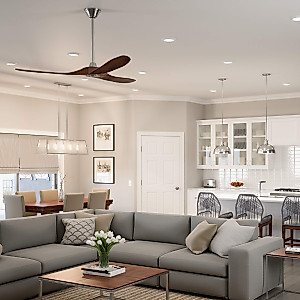 Monte Carlo 3MAVR60BSKOA Maverick Energy Star Outdoor Ceiling Fan with Remote Control, 3 Balsa Wood, 60-Inch, Brushed Steel-Koa Blades