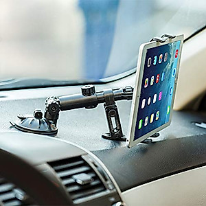 Tablet Holder Car Mount Compatible with Amazon Fire 7 Kids Edition (2019 Release), Kindle Fire HDX 8.9 (2013 Release),7 (2013 Release) - Dash Cradle Dock Rotating Telescopic