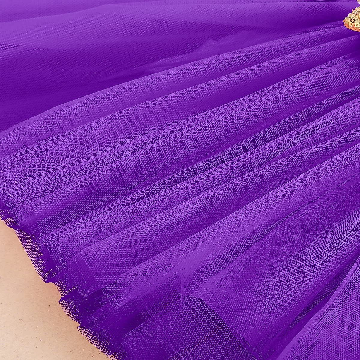 ODASDO Toddler Kids Girls My 3rd Third Birthday Party Dress Sequin Bowknot Headband Cake Smash Outfit Summer Cotton Short Sleeve A-line Tulle Tutu Princess Skirt Photo Props Purple 3 Years