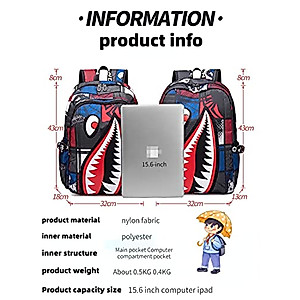 School Bag Boy School Bag Laptop Backpack with USB Portable Waterproof (blue foliage)