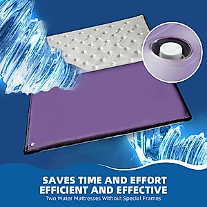 Free Flow Full Water Bed Mattress, PVC Softside Water Bed with Smart Thermostats and Waterbed Fill and Drain Kit, Multifunction and Durable Foldable Water Bed Set for Elderly, Adults (Queen)