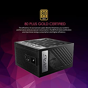 MSI MPG A850G PCIE 5 & ATX 3.0 Gaming Power Supply - Full Modular - 80 Plus Gold Certified 850W - 100% Japanese 105°C Capacitors - Compact Size - ATX PSU