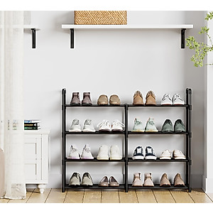 FIDUCIAL HOME 4 Tiers Metal Shoe Rack Organizer 16 Pairs Sturdy Shoe Stand for Closet Entryway, Stackable