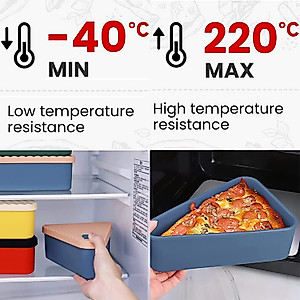 Gwydre Pizza Leftover Storage Container with 2 Pizza Trays,Reusable Pizza Slicone Container,Silicone Food Container Lunch Box Withstand Temperature in -40~200℃ (Blue&pink, 7.5inch)
