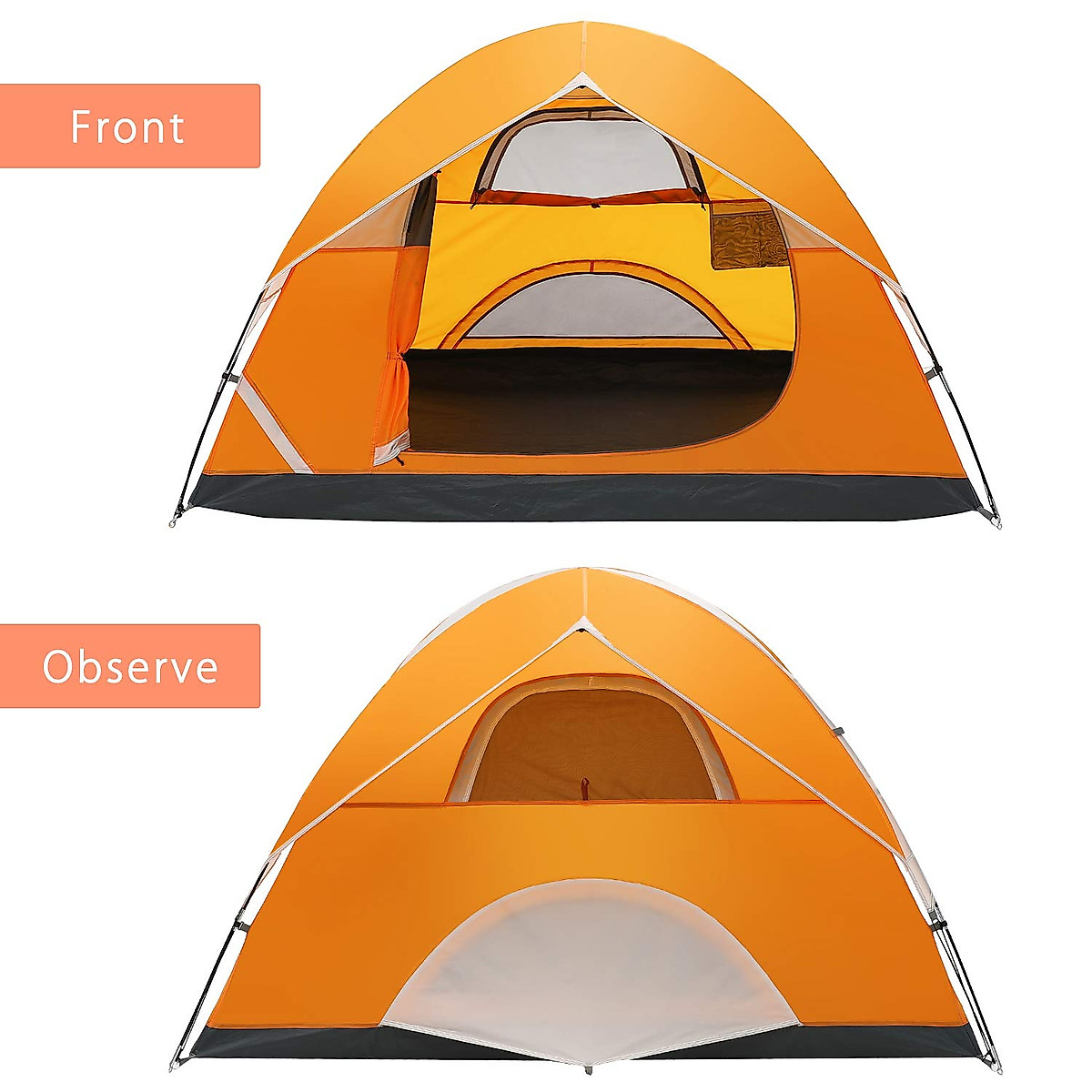 MOON LENCE Camping Tent 2 Person Tent Easy Setup Outdoor Tents Waterproof Double Layer for Camp and Backpacking Orange