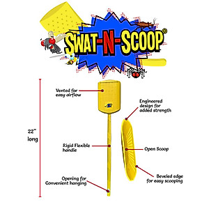 Swat-N-Scoop Heavy Duty Fly Swatter and Spider Catcher and Release (Pack of 3). Insect Fly Catchers for Inside Home. House Fly Killer or Humane Bug Catcher with Built in Insect Scoop.