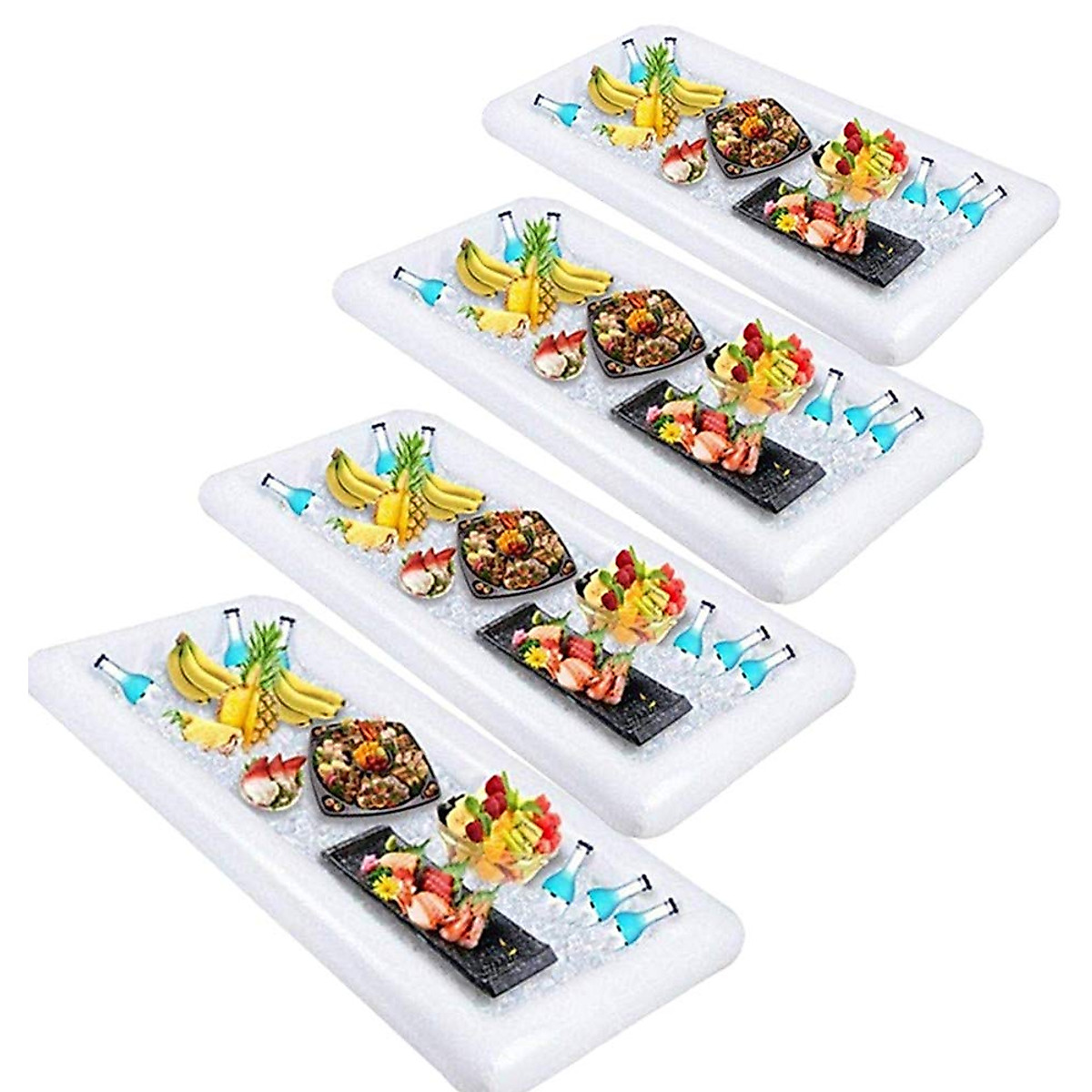 Inflatable Salad Bar Buffet Ice Cooler Beverage Serving Bar Food Drink Holder for Party Picnic BBQ Luau with Drain Plug(4 pack)