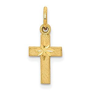 FindingKing 10K Yellow Gold Cross Charm Religious Pendant
