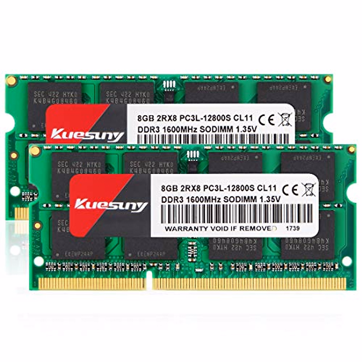 DDR3L 1600MHz Sodimm RAM 16GB Kit (8GBX2), PC3L-12800/PC3-12800s Memory 204 Pin 1.35V/1.5V CL11 Non-ECC Unbuffered 2RX8 Dual Rank for Laptop Notebook Upgrade DDR3 Sodimm