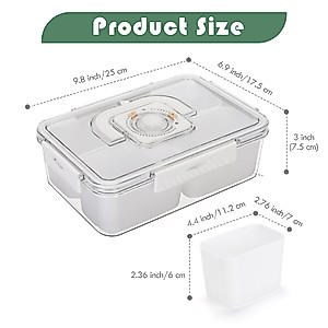 EsOfficce Divided Serving Tray with Lid, Handle Snackle Box with Date, 4 Compartments Charcuterie Container for Veggies, Snack, Fruit, Nuts, Candy, Cracker, Chip,for Party, Entertaining, Picnic