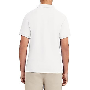 Nautica Young Mens Uniform Short Sleeve Stretch Pique Polo, White, 34/25