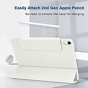 Magnetic Case for iPad Air 5/4, Slim Smart Folio for iPad Air 5th/ 4th Generation 10.9 Inch 2022/2020 Model, Trifold Stand Case, Auto Sleep/Wake, Support 2nd Gen Apple Pencil Charging (White)