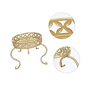 Yardwe Steel Heavy Trivet Art Stands Storage Outdoor Flowerpot Pot Bonsai Retro Flower Gold Metal Pots Shelf and Inch Base Supports Garden Round X Iron Containers Support Golden Planter
