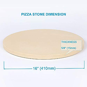 ROCKIMPACT 16 Inch Pizza Stone, Round Baking Stone for Oven and Grill, 5/8" Thick Cordierite Oven Stone for Crispy Crust Pizza