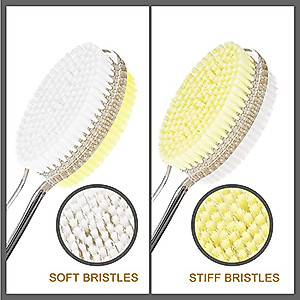 HHKER Shower Brush with Long Handle, Soft Nylon Body Brush, Back Scrubber for Shower, Gentle Exfoliation and Improved Skin Health, Suitable for Men and Women (Transparent Handle)