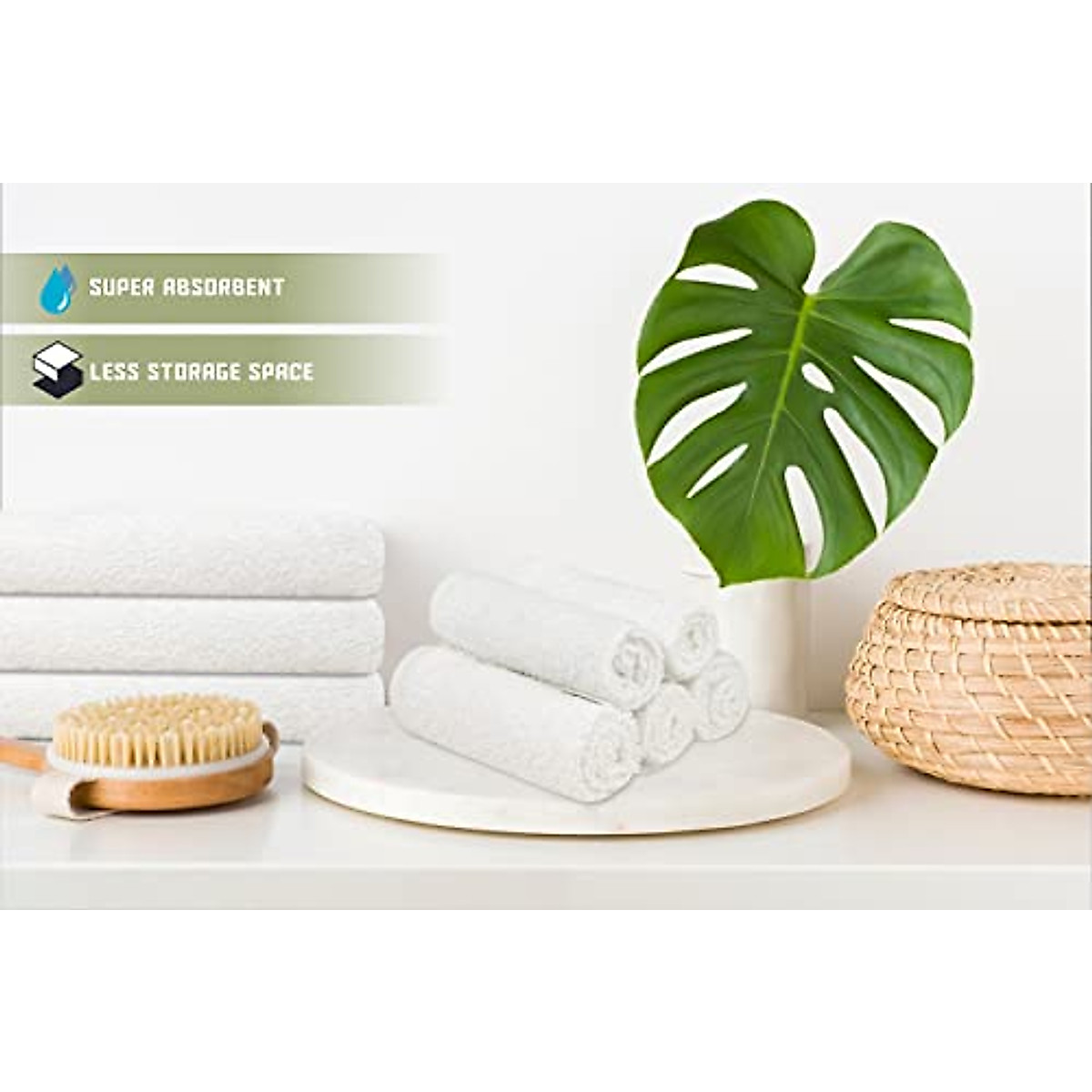 Marlin Linens Cotton Washcloth Set of 60 for Bathroom - 12x12 Inches Soft, Absorbent, and Durable Ideal for Bath, Face, and Hands, Gentle on Skin for Home, Gym, and Travel - White