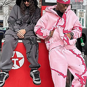 Soosuihoo Pink Spider Full Zip Hoodie Y2k Rhinestone Skull Streetwear Skeleton Hoodies Goth Grunge Oversized Jacket (L, Pink)