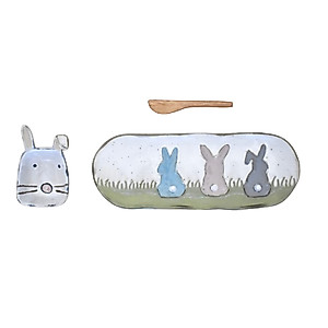 Mud Pie Easter Bunny Dip Cup and Tray Set, Multi, 13" x 5"