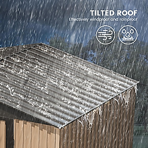 ShiningLove Metal Garden Shed, 8FT x 6FT Outdoor Storage Shed, Outdoor Metal Utility Tool Storage Shed with Door Lock, Waterproof Roofs, for Backyard Garden Patio Lawn, Brown