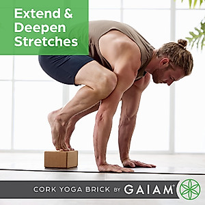 Gaiam Cork Yoga Block – 4x6x9 Inch, Natural Cork Block for Yoga, Pilates, Stretching, Balance, Gym, Home Workout, Meditation, Non-Slip, High-Density, Rounded Edges for Enhanced Poses and Flexibility