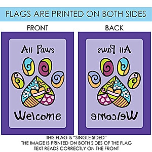 Toland Home Garden 119513 All Paws Welcome Paw Print Flag 12x18 Inch Double Sided Paw Print Garden Flag for Outdoor House Cat Dog Flag Yard Decoration