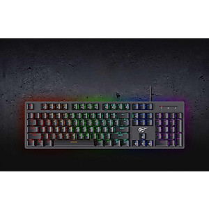 HAVIT KB858L 104 Keys Wired Gaming Keyboard with LED Rainbow Backlit Black