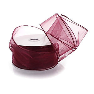 Ribbon Traditions 2.5" Wired Sheer Organza Ribbon Red 10 Yards