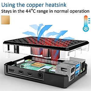 Raspberry Pi 4 Case, Miuzei Aluminiun Raspberry Pi Case Passive Cooling with Heatsink Cooler for Pi 4 Model B 8GB/4GB/2GB