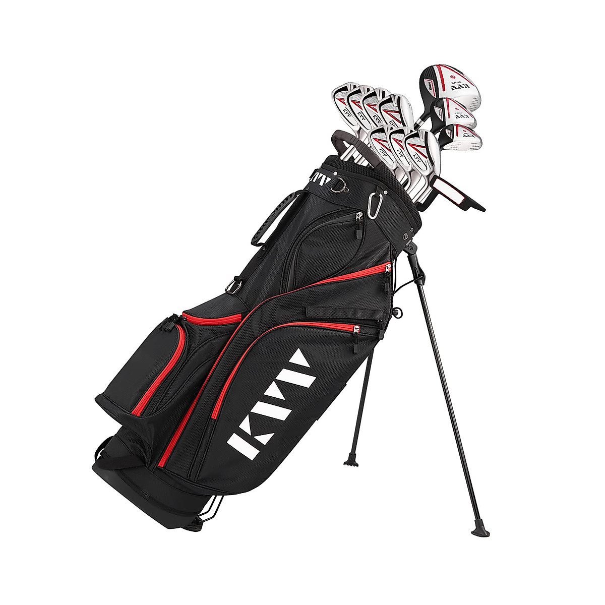 KVV Men’s Complete Golf Clubs Package Set Includes Driver, Fairway, Hybrid, 5#-P# Irons, Putter, Stand Bag, Head Covers, Right Handed