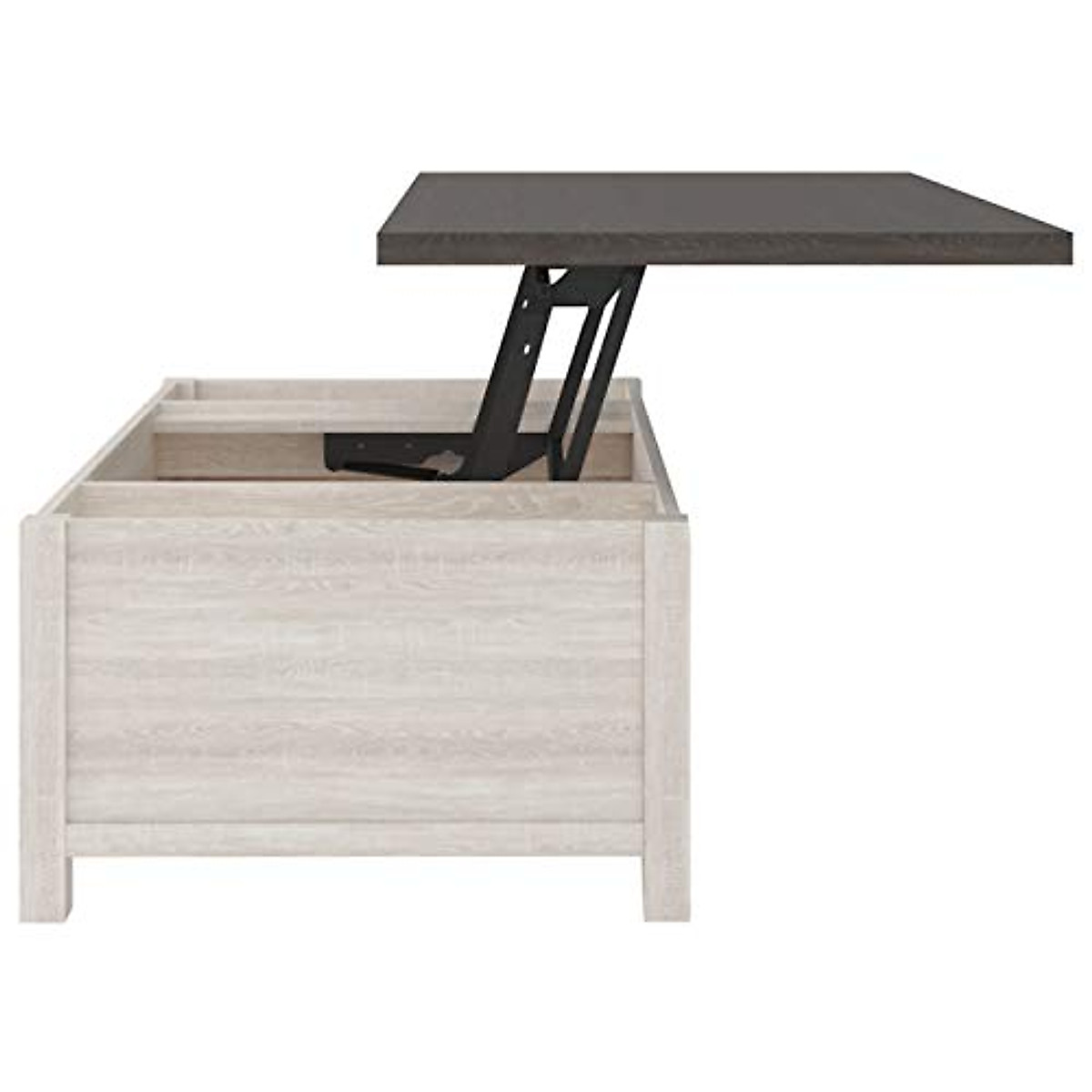 Signature Design by Ashley Dorrinson Farmhouse Lift Top Coffee Table with Storage, Antique White & Brown